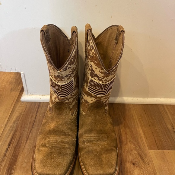 Ariat | Shoes | Ariat Brown Cowboy Boots With Flag Accent | Poshmark
